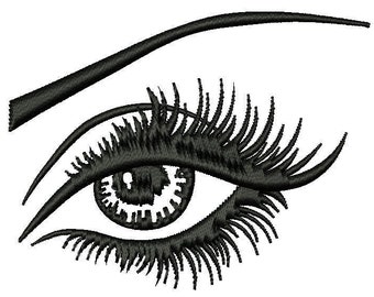 Eyes Machine Embroidery Design, Eyelashes Embroidery Design, 6 Sizes ...