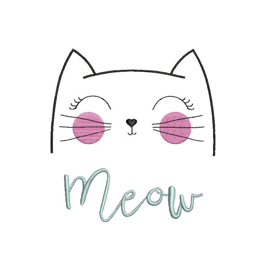 MEOW Machine Embroidery Design Instant Download - Etsy