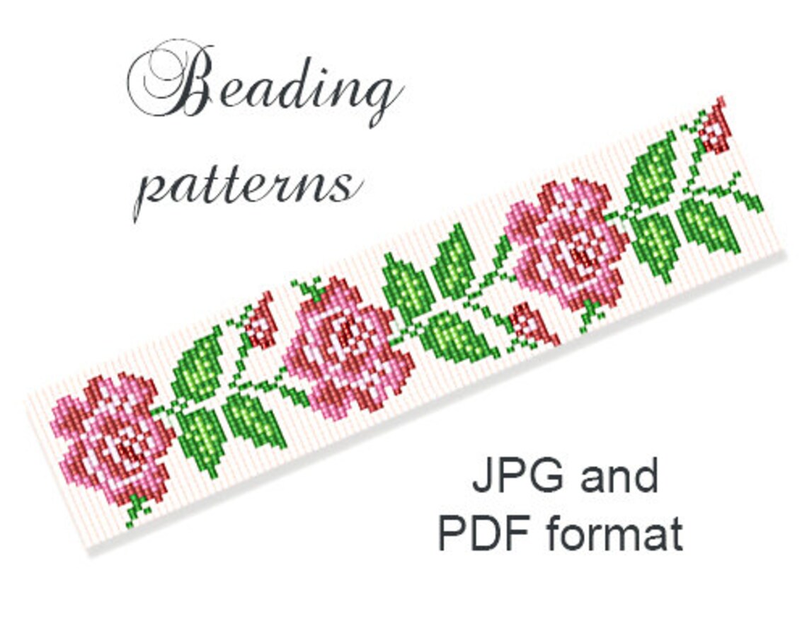 Loom Bead Pattern Floral Bracelet Pattern Flower Loom - Etsy