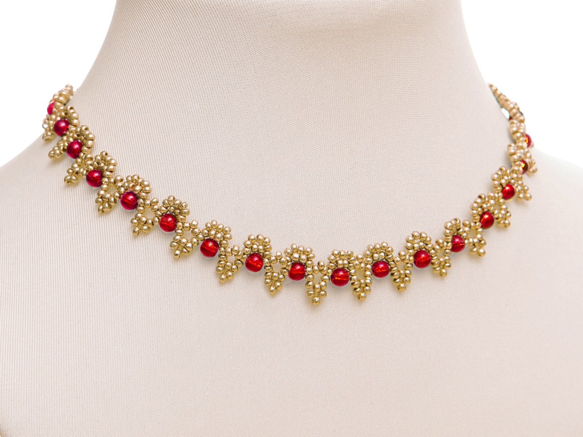 Seed Bead Necklace Pattern Beading Pattern Beading Tutorial Beaded ...