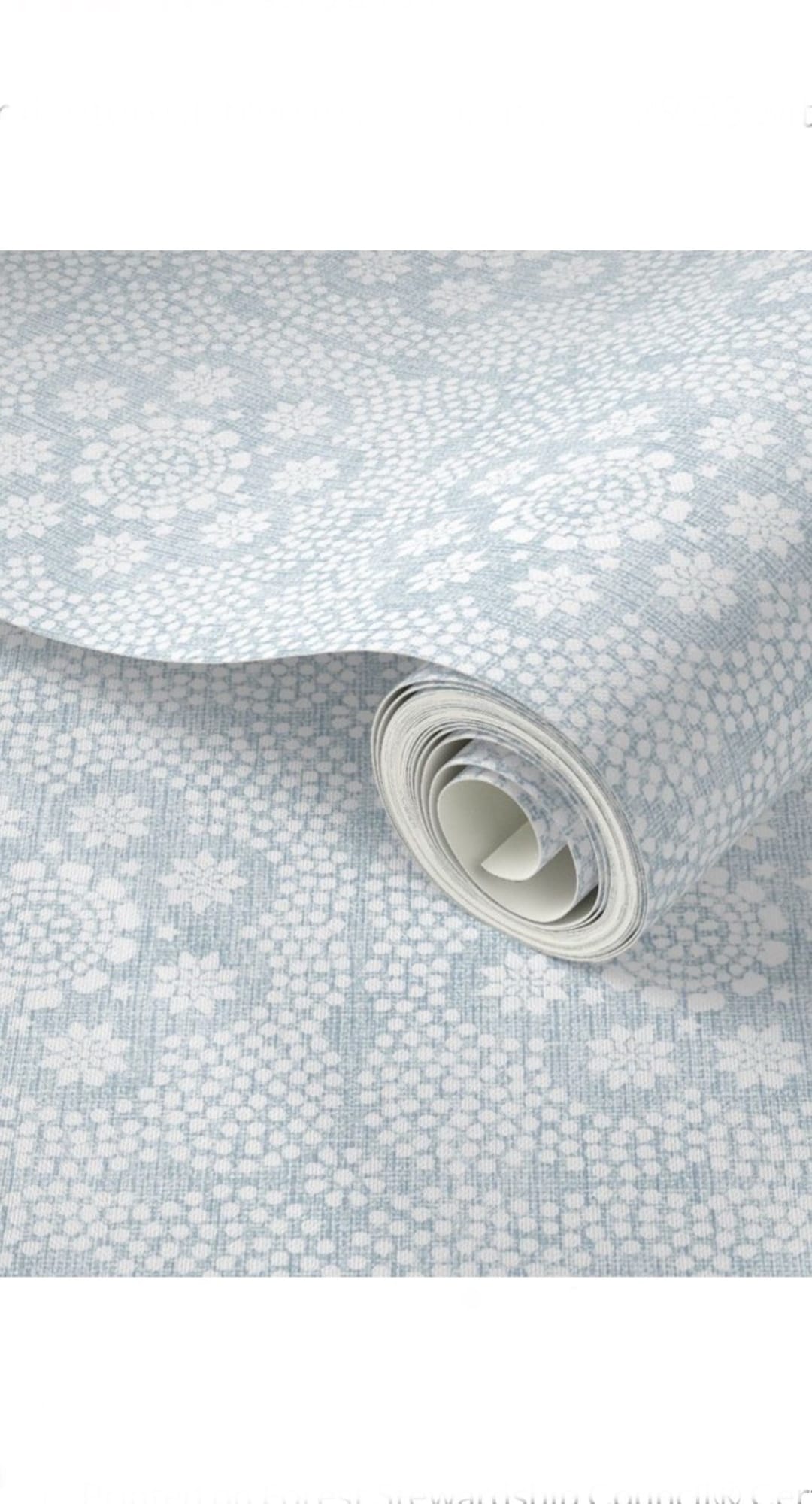 Block Print Wallpaper, Faded Blue Boho Style Home Decor, Modern ...