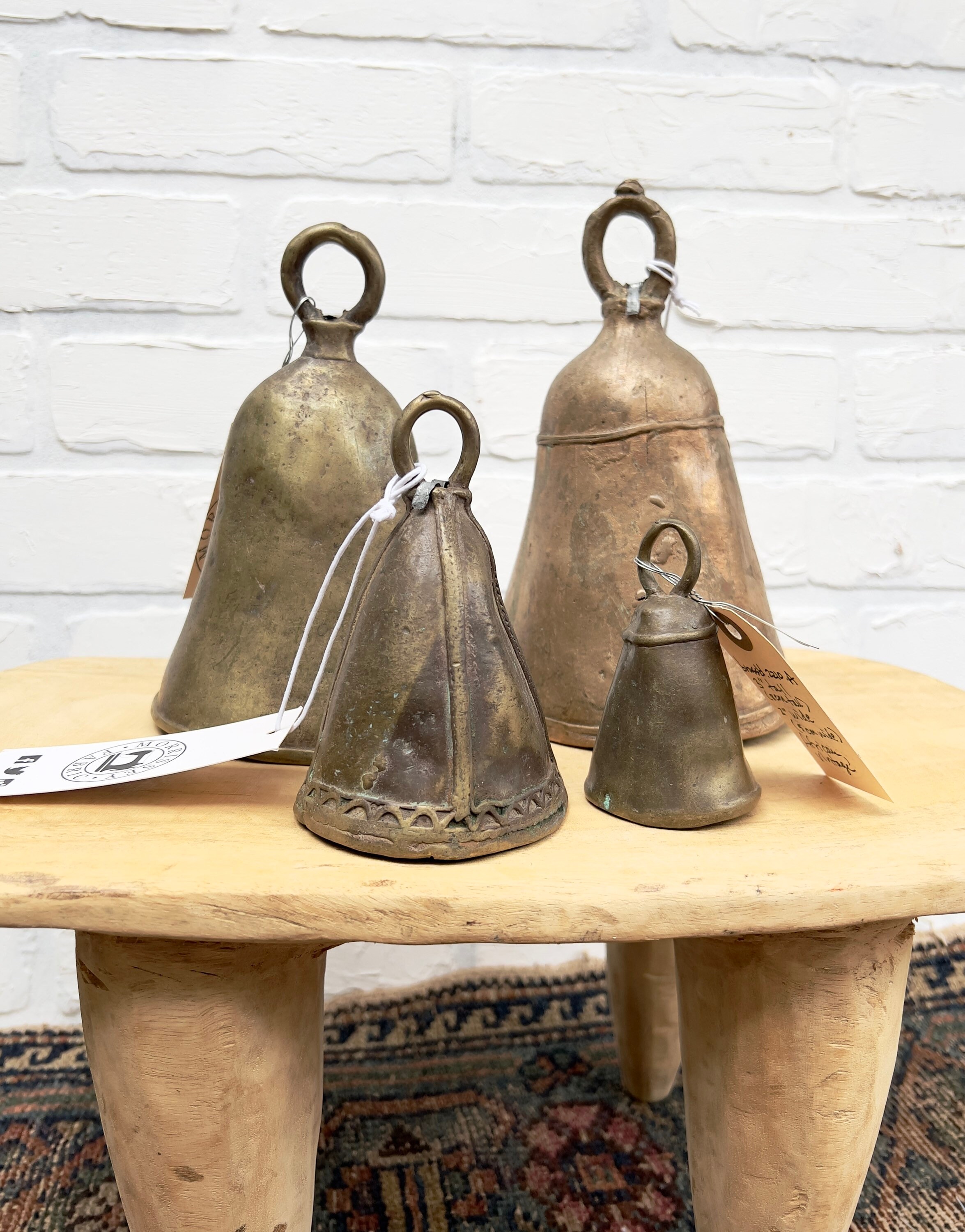 Vintage, Brass Cow Bell, Small Rustic African hand made brass bell ...