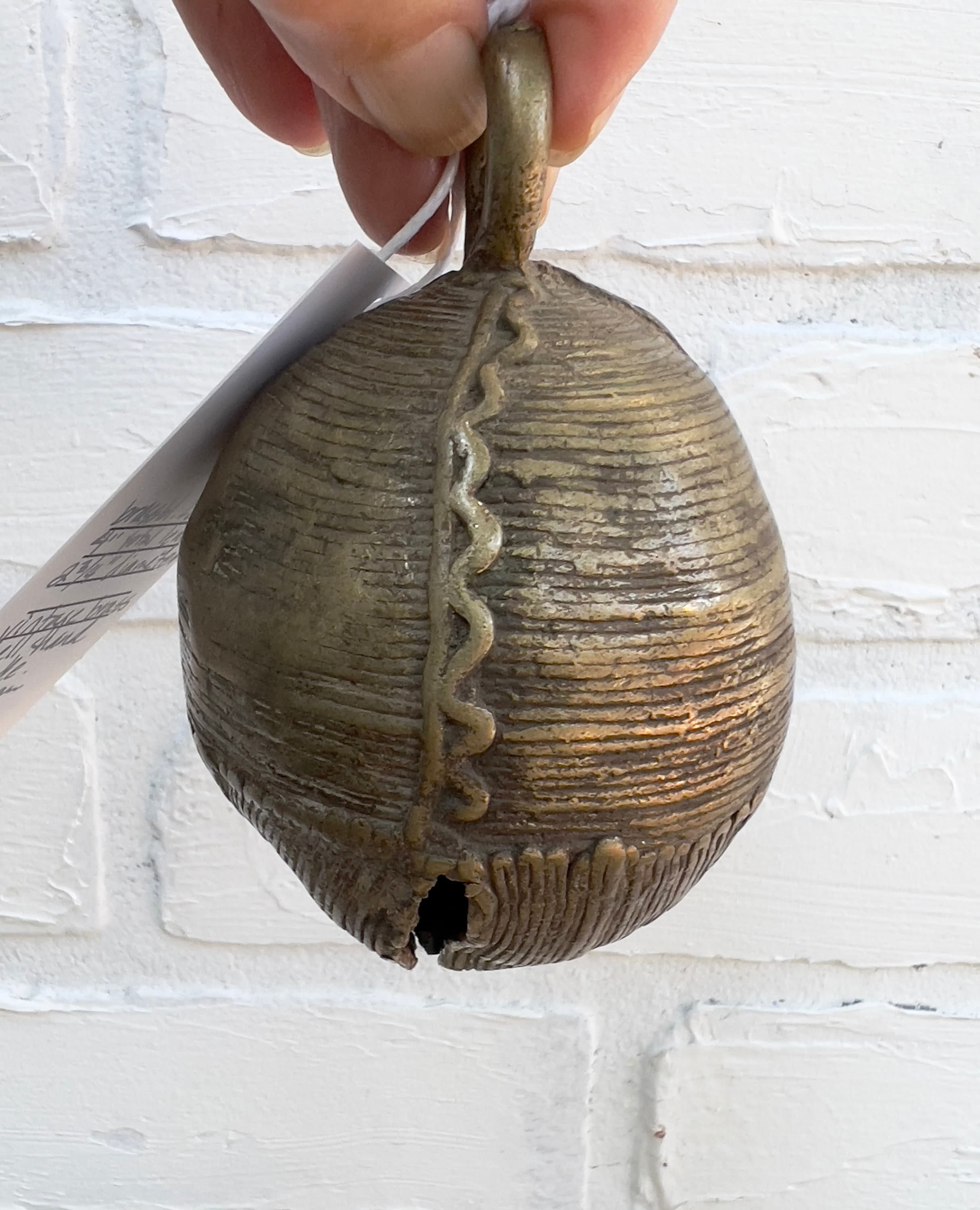 RESERVED: Vintage, Large Brass Cow Bell, African hand made brass bell ...