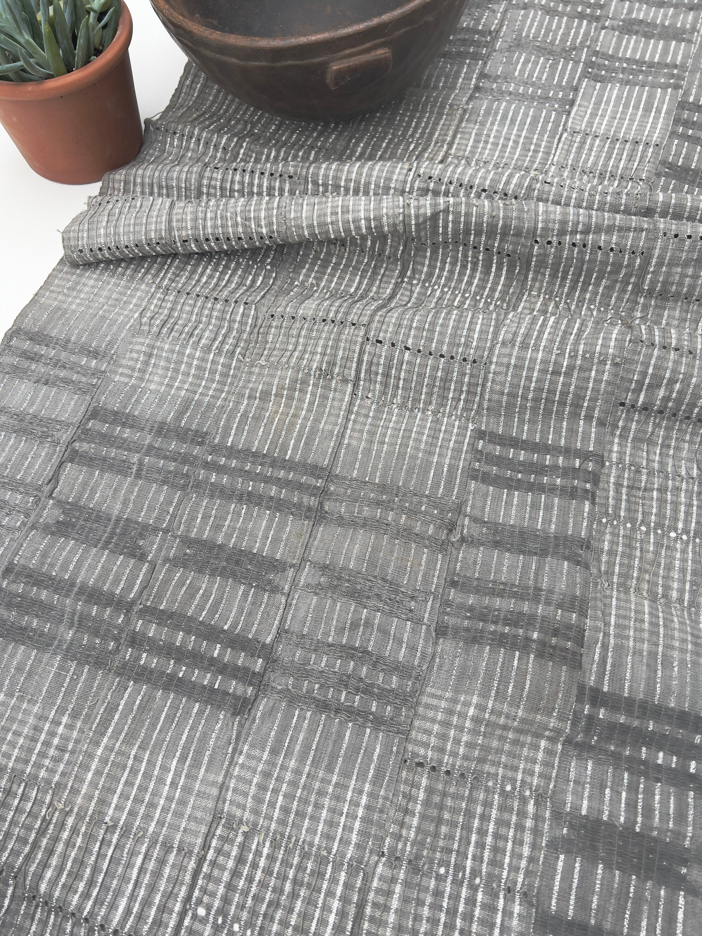 Vintage Mud Cloth African Fabric, Aso Oke, (Asoks) Yarn Dyed stripe ...