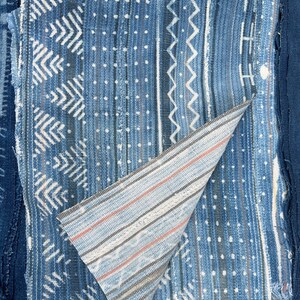 Vintage Denim Remnant Fabric, Mud Cloth Scraps, Patchwork Materials ...