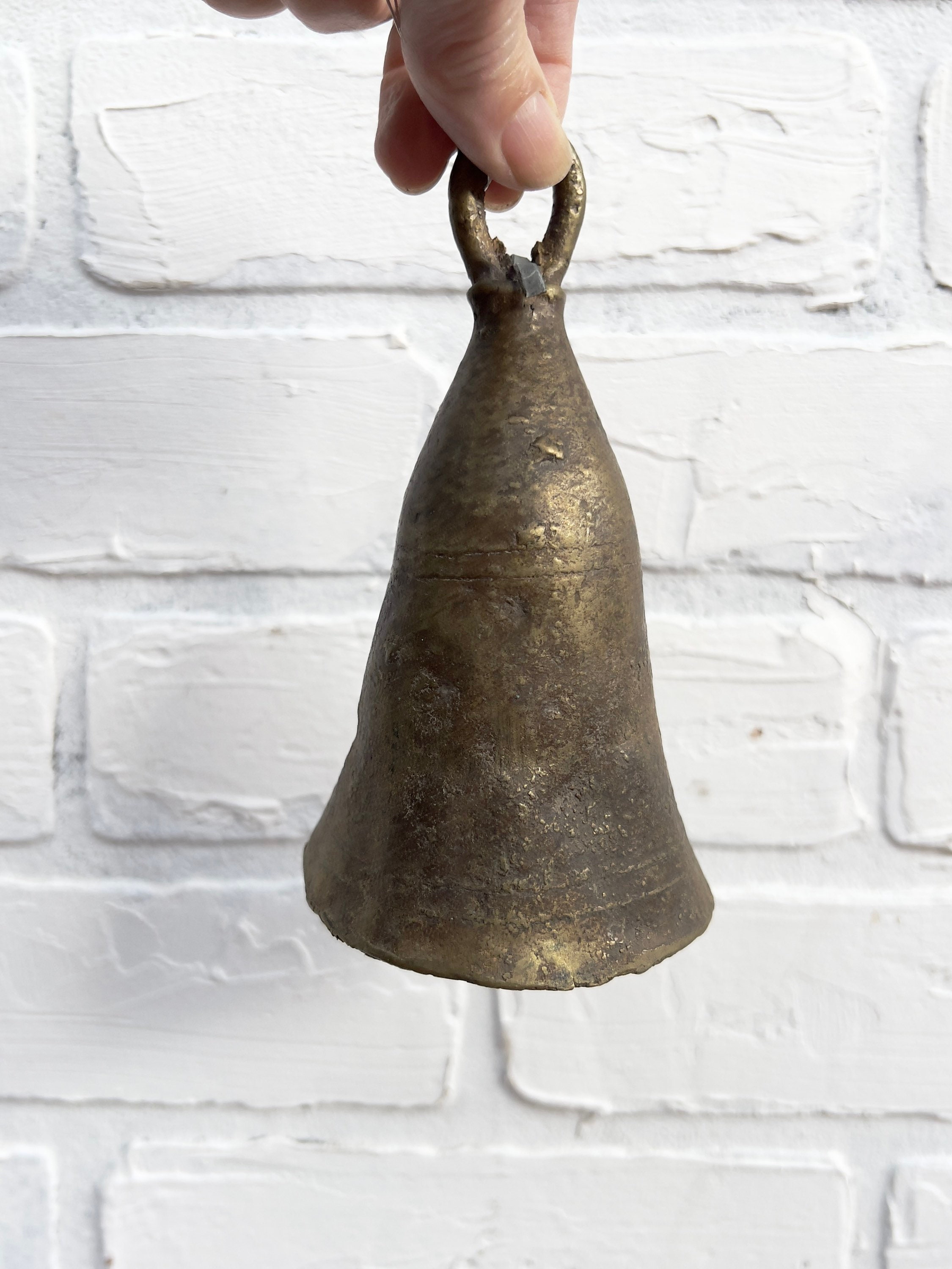 Vintage, Brass Cow Bell, Rustic African hand made brass bell, Home ...