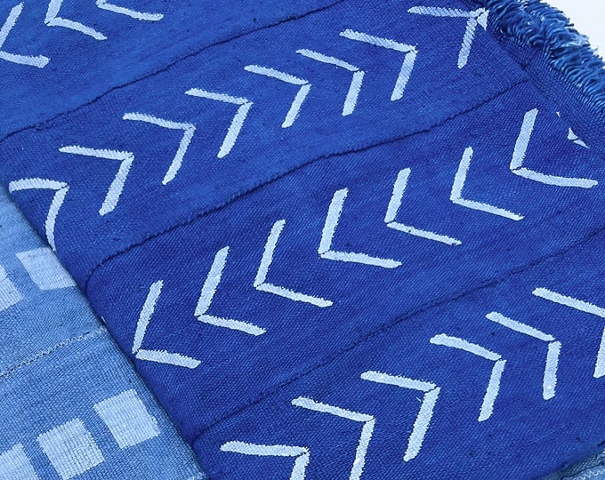 Mud Cloth Fabric, Royal Blue Chevron Mud Cloth, Authentic African ...