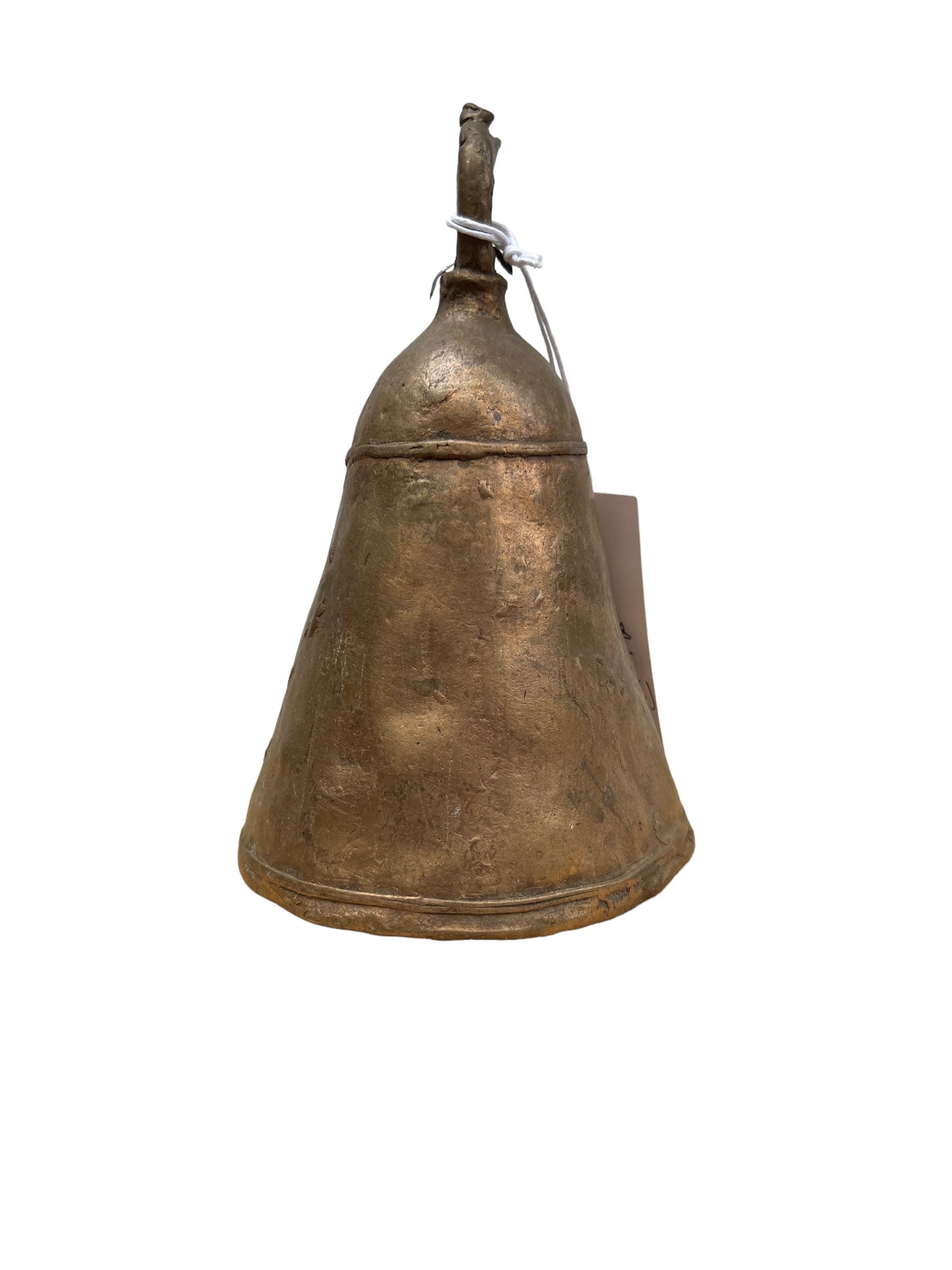 Reserved: Large Antique Brass Cow Bell, Rustic African hand made brass ...