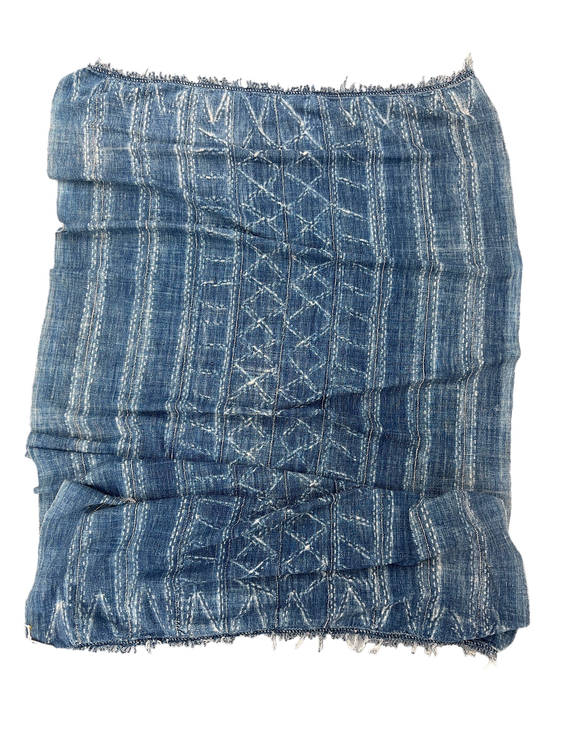 Heavy Mud Cloth Fabric, Denim blue and white striped fabric, Vintage ...