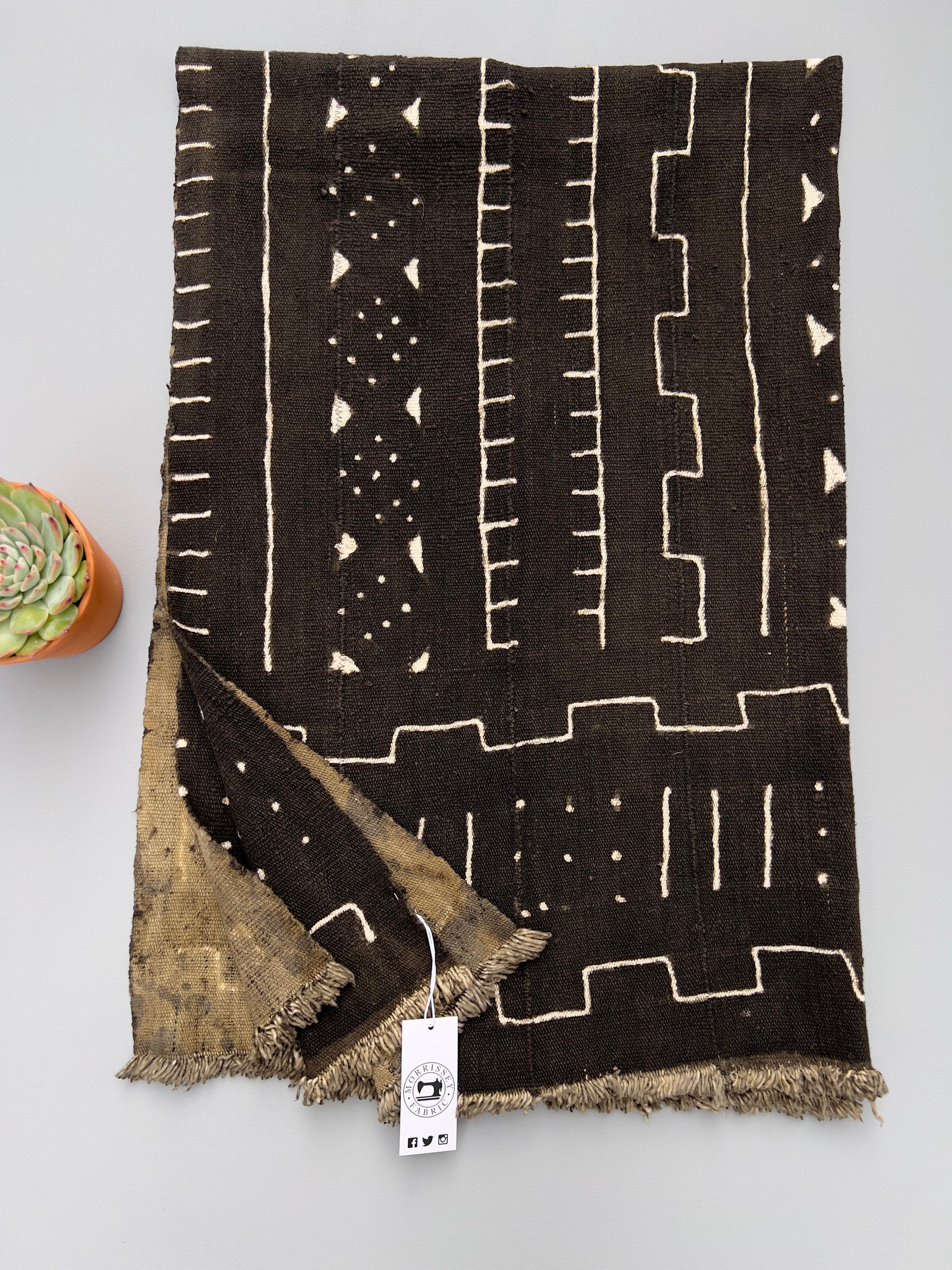Black Mud cloth, African Fabric, Heavy Black and White Mudcloth throw ...