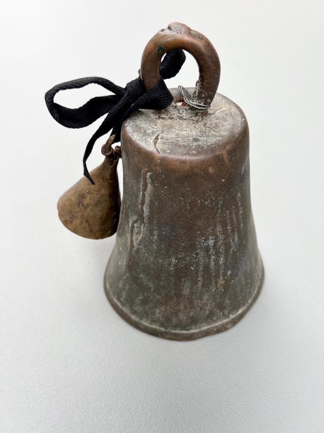 Vintage Large Bronze Bell and Mini Goat Bell: Rustic African Handmade ...