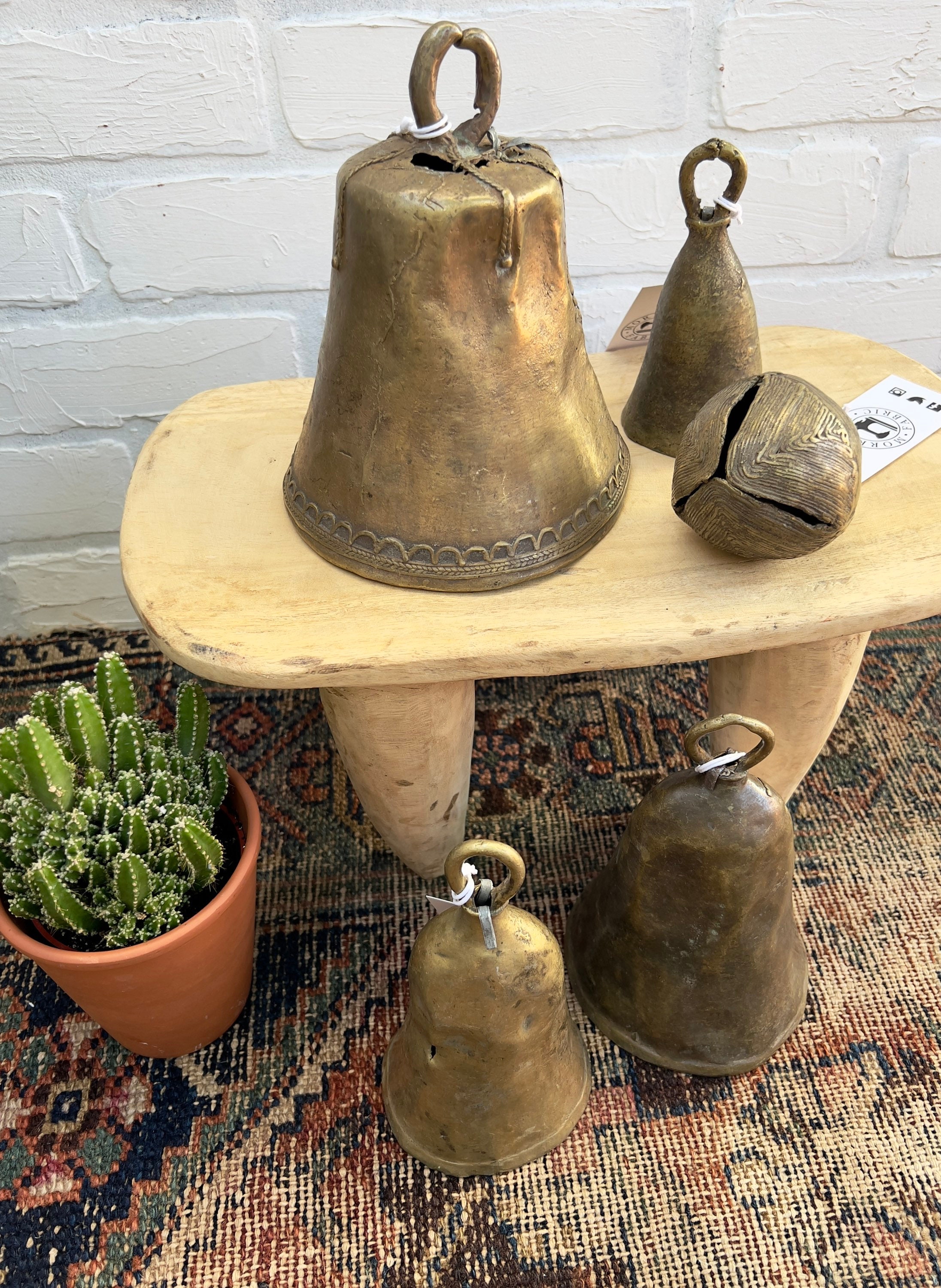 RESERVED: Vintage, Large Brass Cow Bell, African hand made brass bell ...