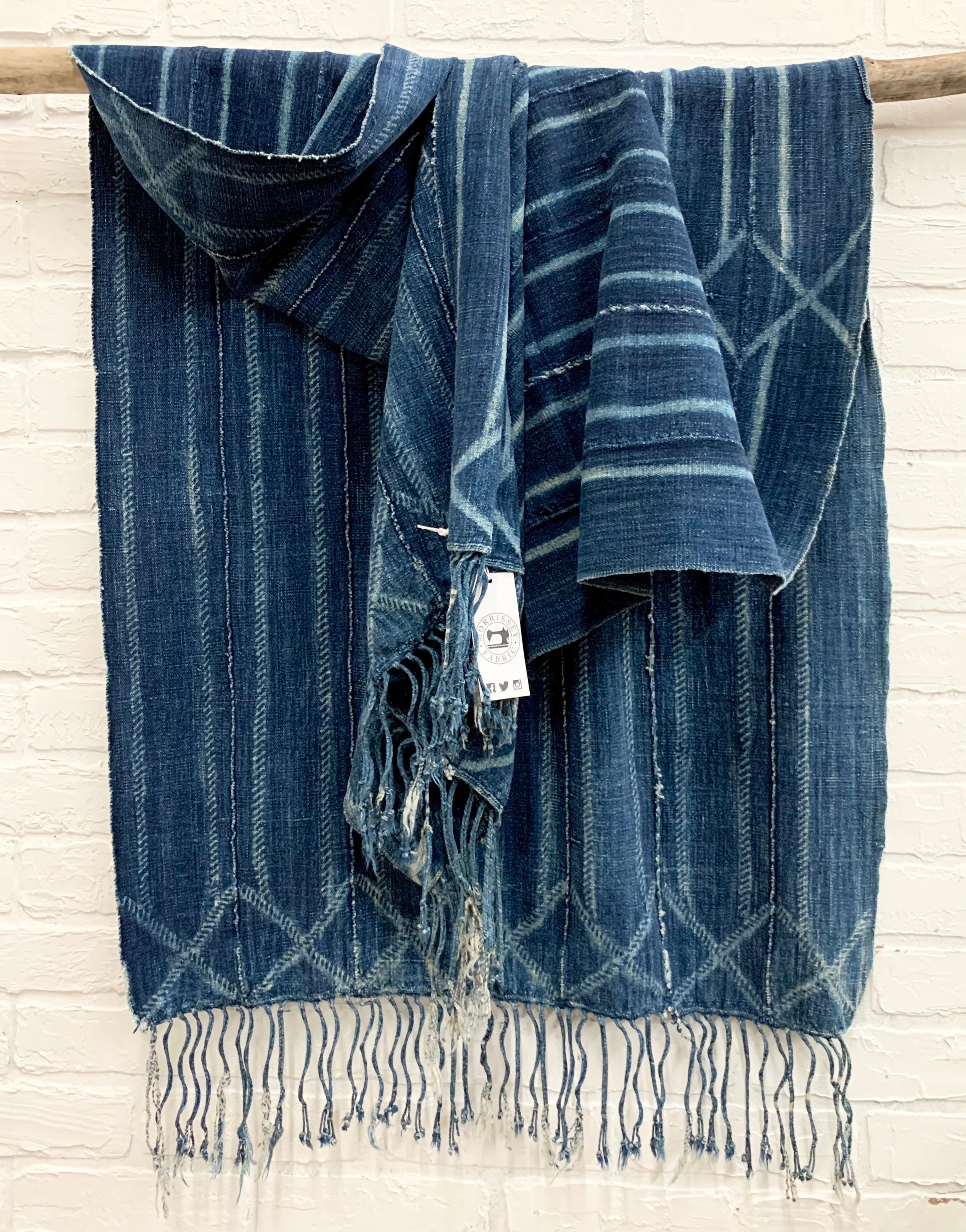 Mud Cloth African Indigo throw, Blue and White rustic Shibori vintage ...