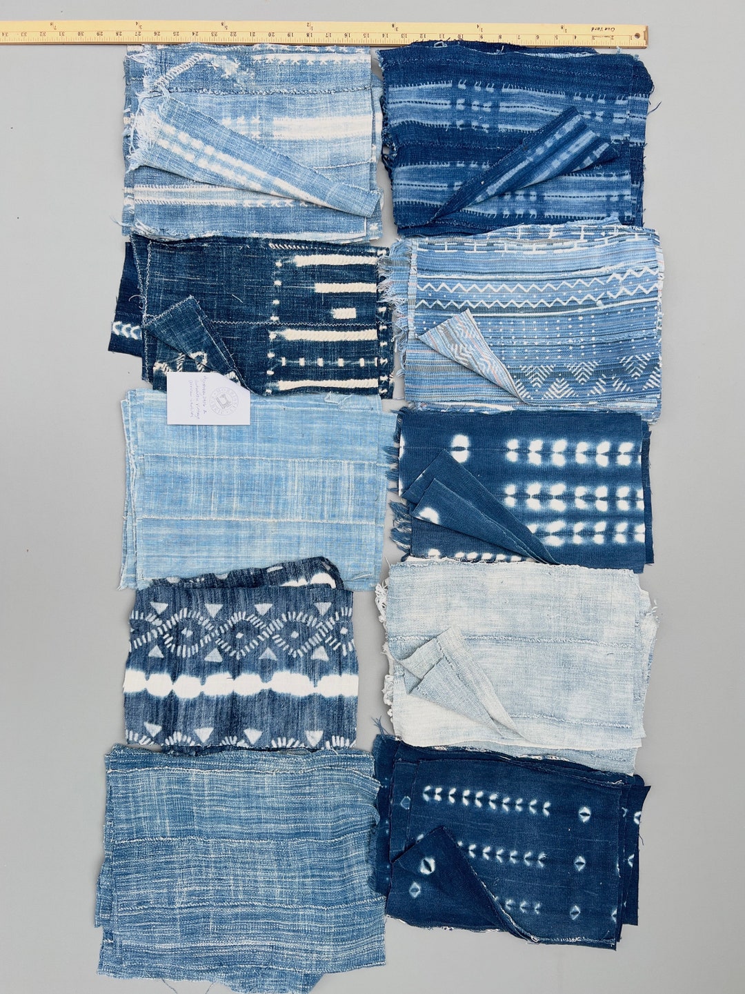 Vintage Denim Remnant Fabric, Mud Cloth Scraps, Patchwork Materials ...