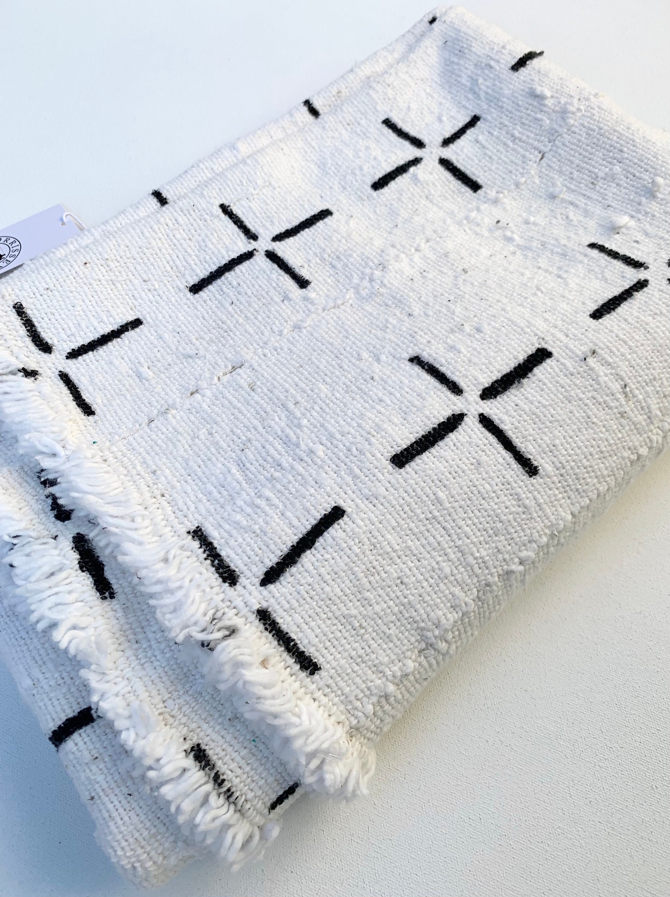 Quick ship African Mud Cloth fabric, Black Print on white mud cloth ...