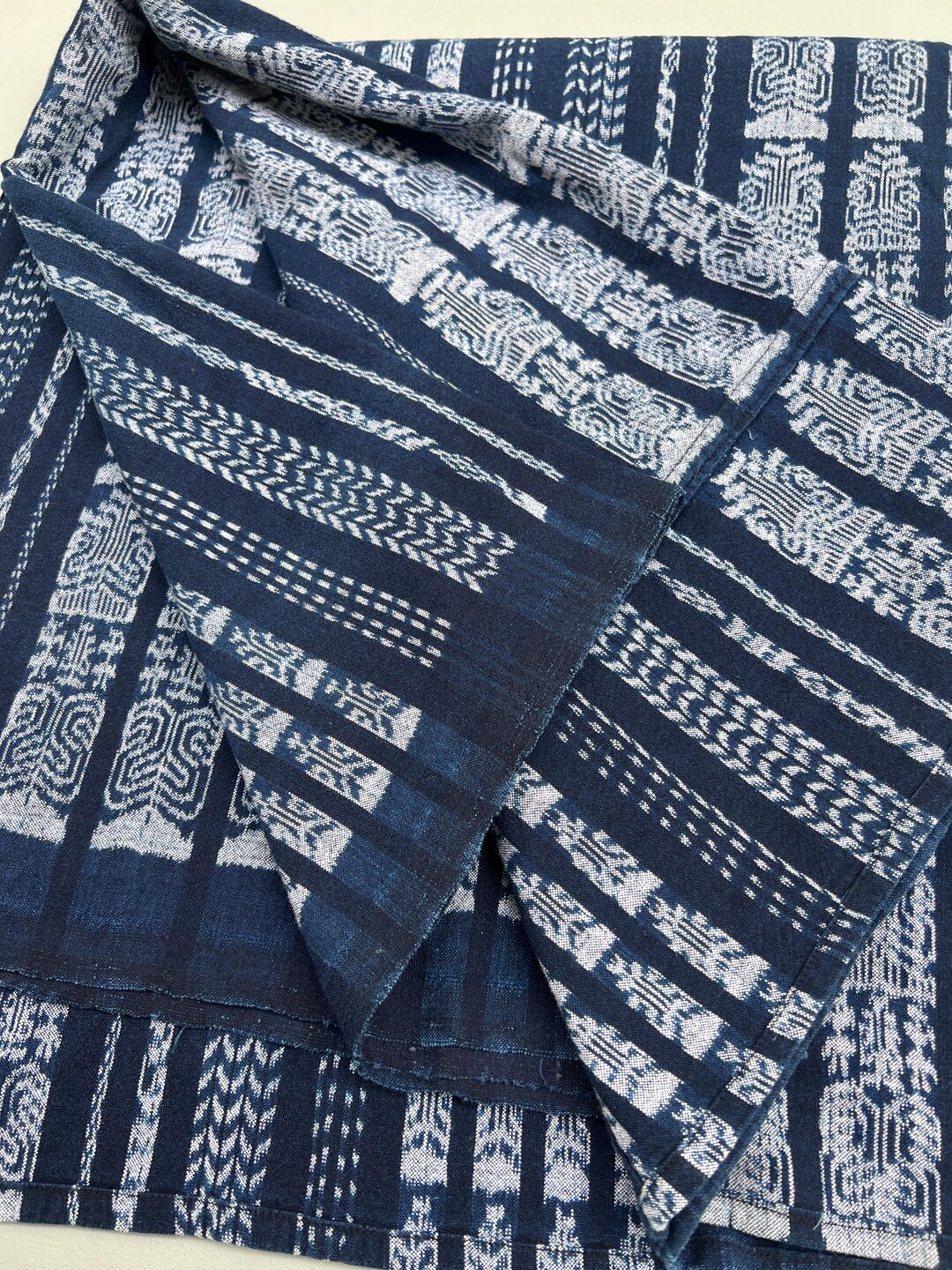 Guatemalan Vintage Fabric, Indigo Stripe Ikat Material, Corte Cloth ...