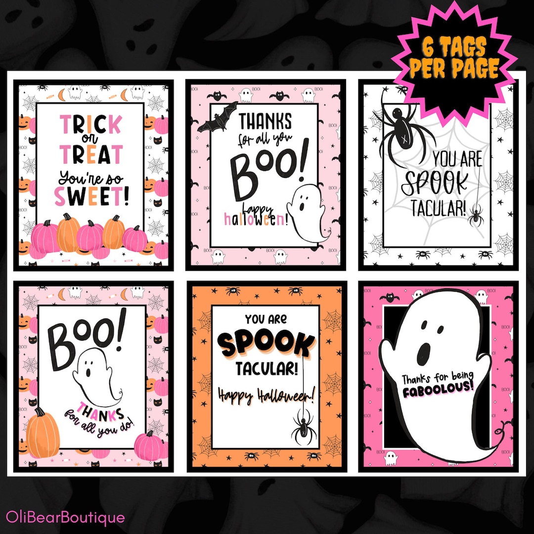 Halloween Appreciation, Printable Halloween Favor Tag, Halloween Gift ...