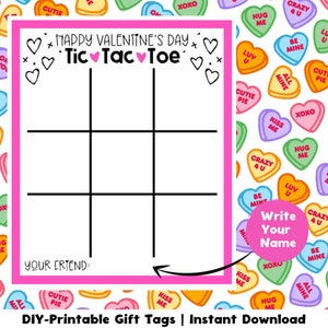 Tic Tac Toe Valentine, DIY Valentine, Printable Valentine, Class ...