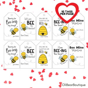 Bee Valentine, DIY Valentine, Printable Valentine, Valentine Gift Label ...