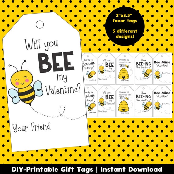 Bee Valentine DIY Valentine Printable Valentine Valentine | Etsy