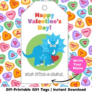 Dinosaur Valentine, DIY Valentine, Printable Valentine, Classroom ...