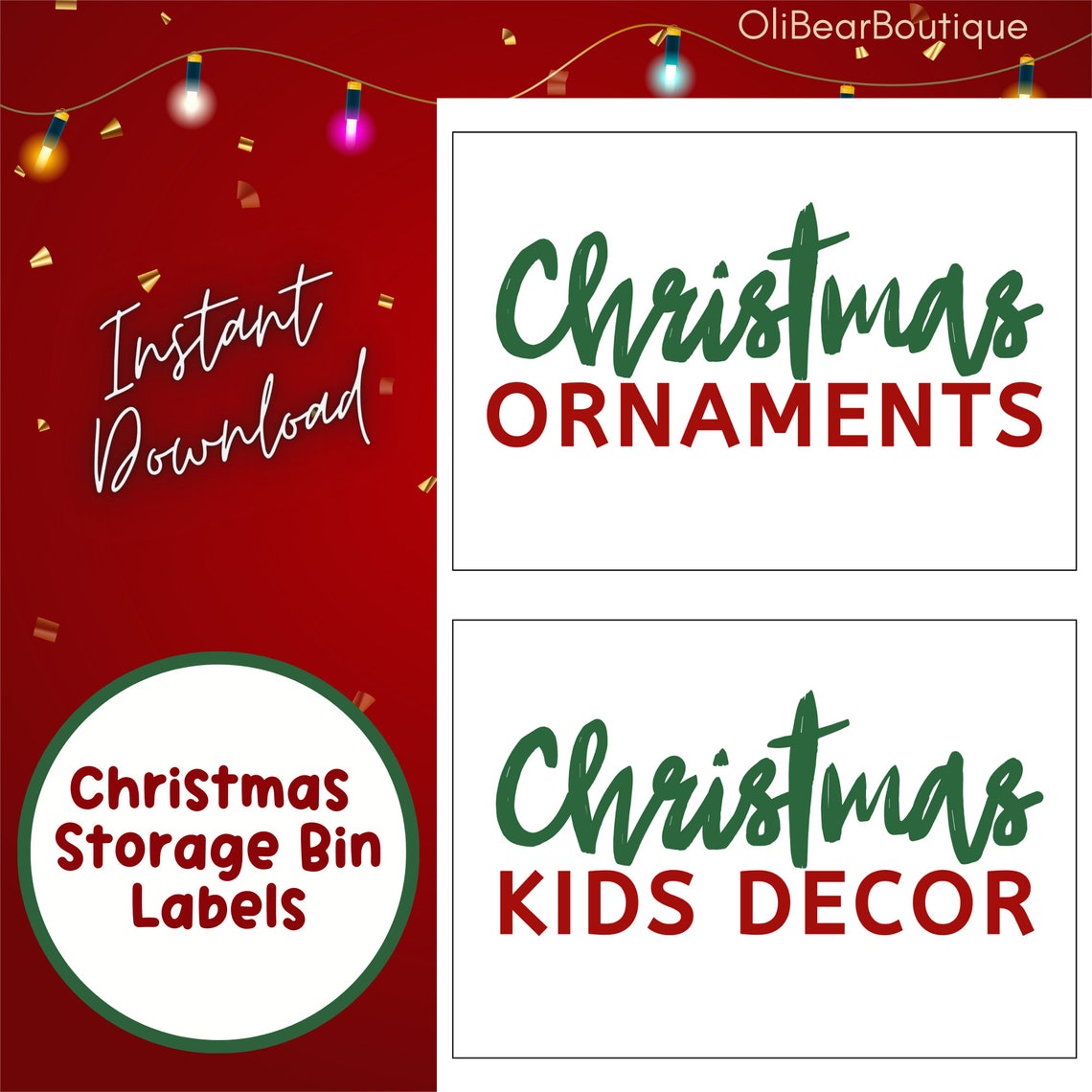 Christmas Bin Storage Labels Christmas Organization - Etsy