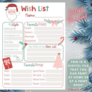 Adult Christmas Wish List, Christmas Questionnaire, Printable Christmas ...