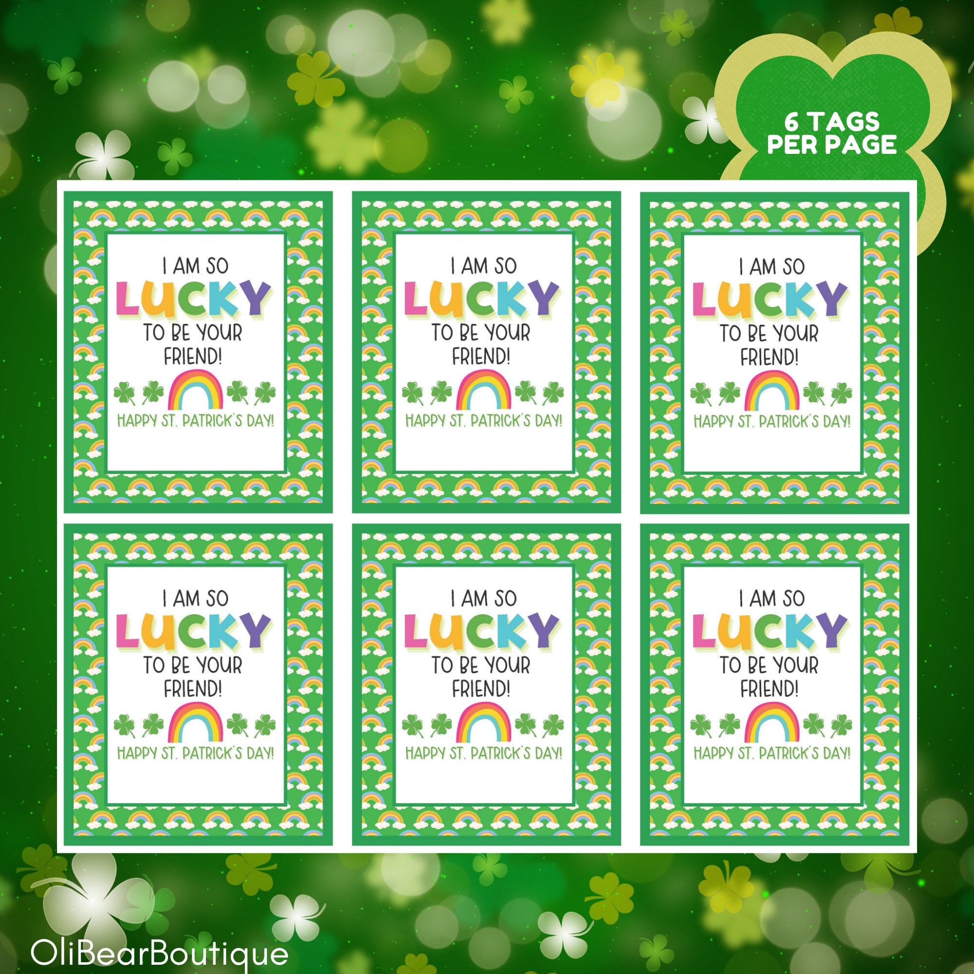 St. Patrick's Day Rainbow Gift Tag, Printable Treat Tag (digital ...