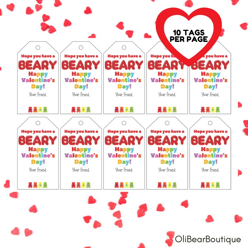 Gummy Bear Valentine Gift Tag, Printable Cards (digital Download) - Etsy
