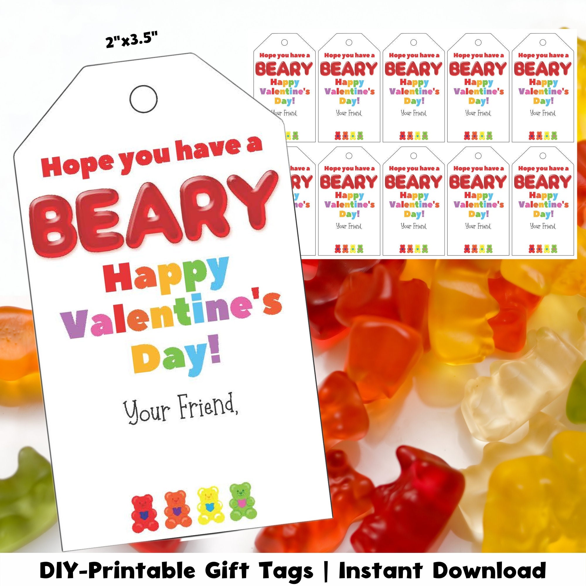 Gummy Bear Valentine DIY Valentine Printable Valentine | Etsy