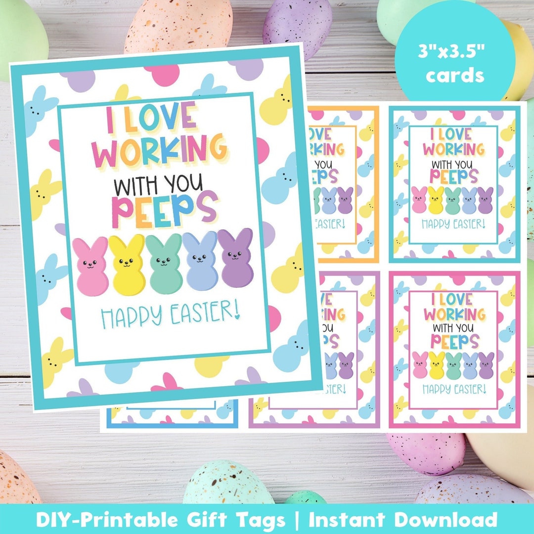 Easter Tag, Printable Treat Tag, Easter Peeps Tag, Coworker Peeps Gift ...