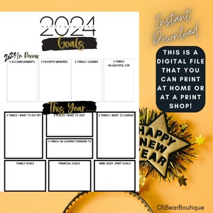 2024 Goals, New Years Resolutions, New Year Goals, Goal Planner, 2023 ...