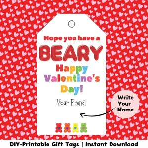Gummy Bear Valentine, DIY Valentine, Printable Valentine, Classroom ...