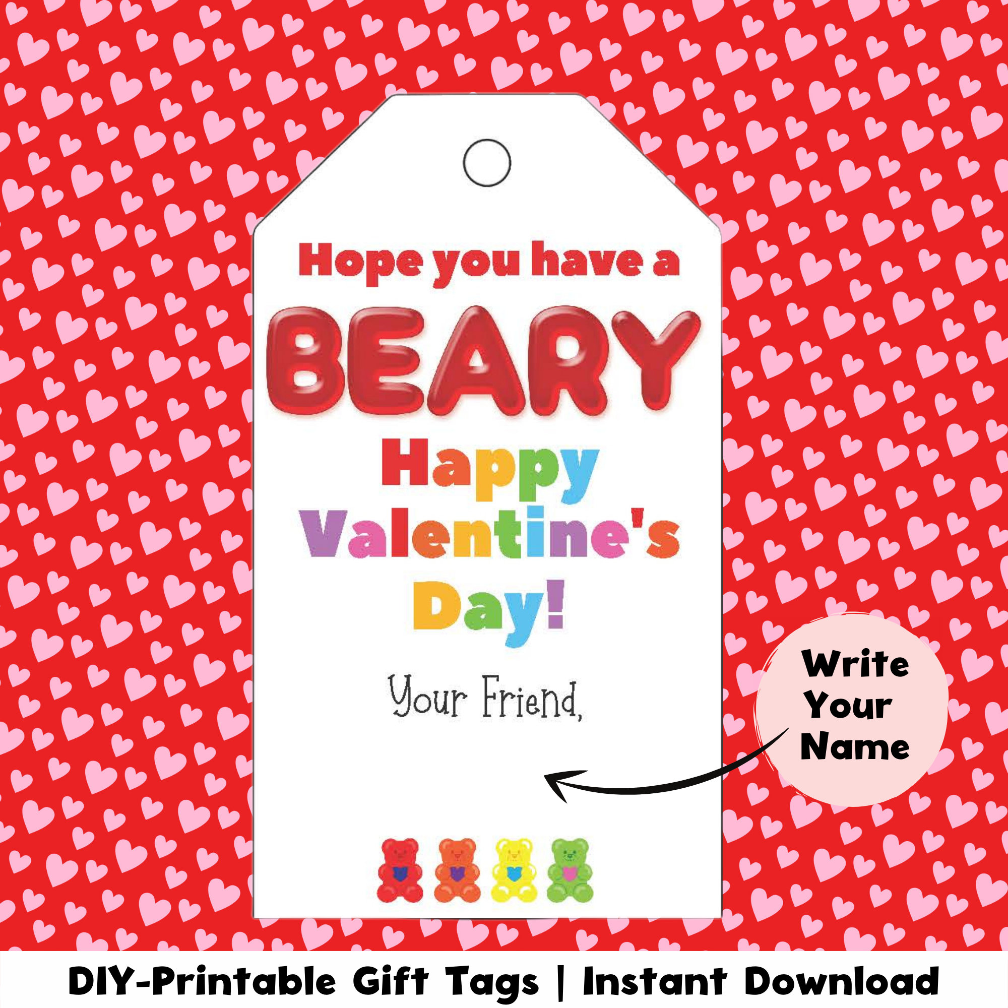 Gummy Bear Valentine DIY Valentine Printable Valentine - Etsy