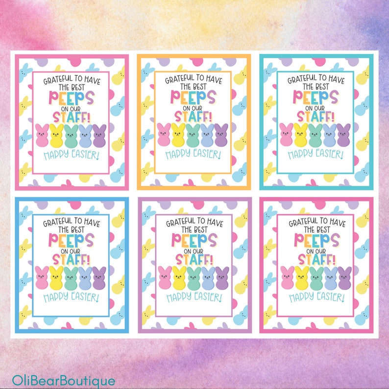 Easter Peeps Staff Appreciation Gift Tags (digital Download) - Etsy