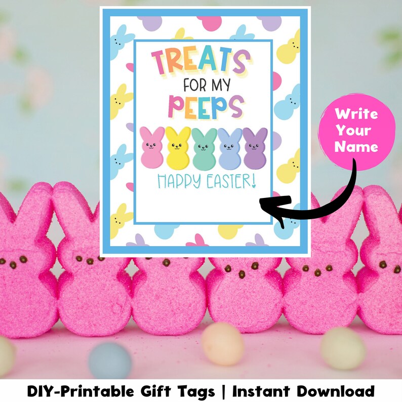 Easter Peeps Treat Tags, Printable Gift Tags (digital Download) - Etsy