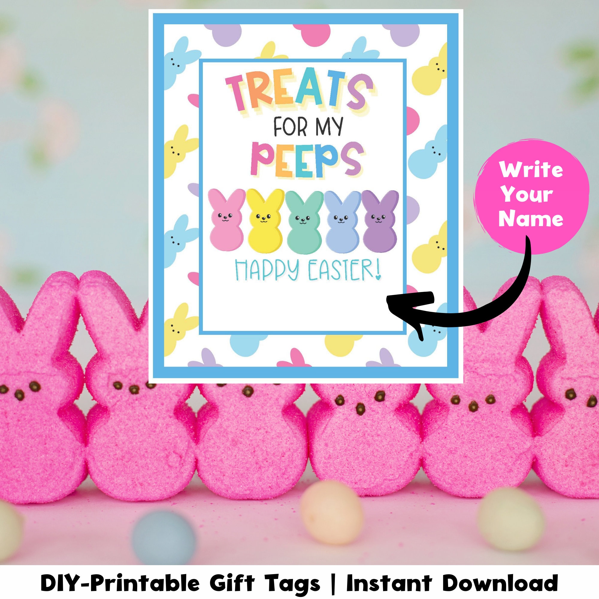 Easter Peeps Treat Tags, Printable Gift Tags (digital Download) - Etsy