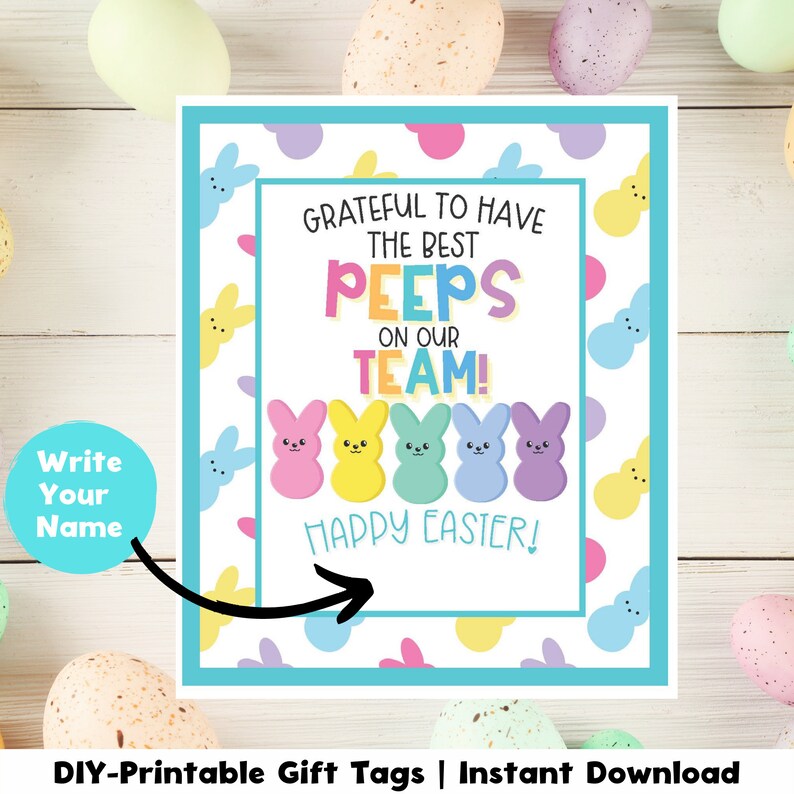 Easter Tag Printable Treat Tag Easter Peeps Tag Coworker - Etsy