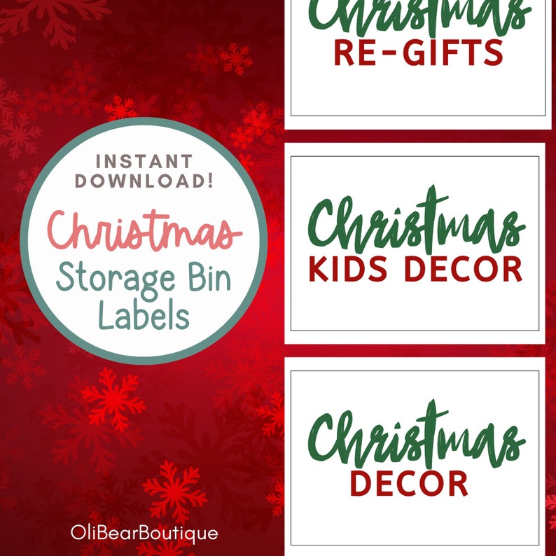 Christmas Bin Storage Labels Christmas Organization - Etsy