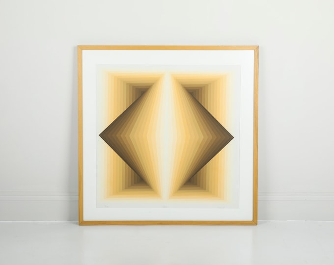 Hand Signed Vintage 1970s Brian Halsey Serigraph / 70s Abstract Op Art ...