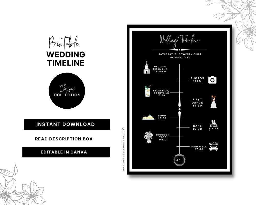 Invitations & Announcements Paper Black Timeline Template Electronic ...