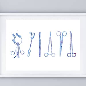 Surgery Instruments Art Surgeon Gift General Surgery Art. | Etsy
