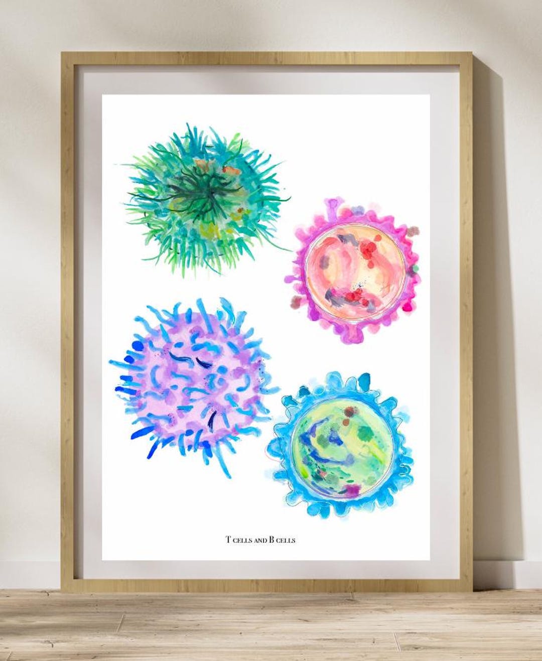Lymphocytes Immune Cells Art Print Immunology Molecular Biology Wall ...