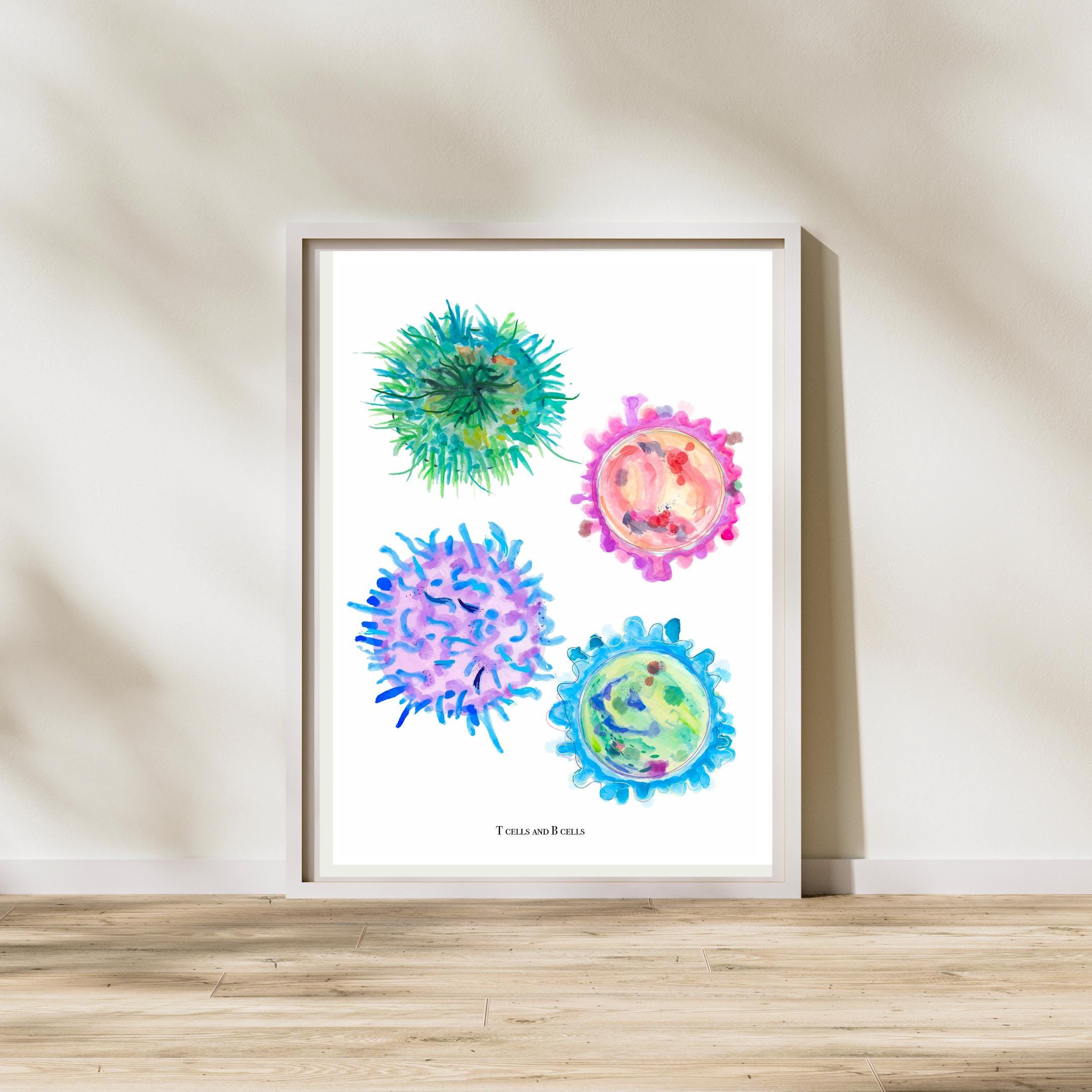 Lymphocytes Immune Cells Art Print Immunology Molecular Biology Wall ...