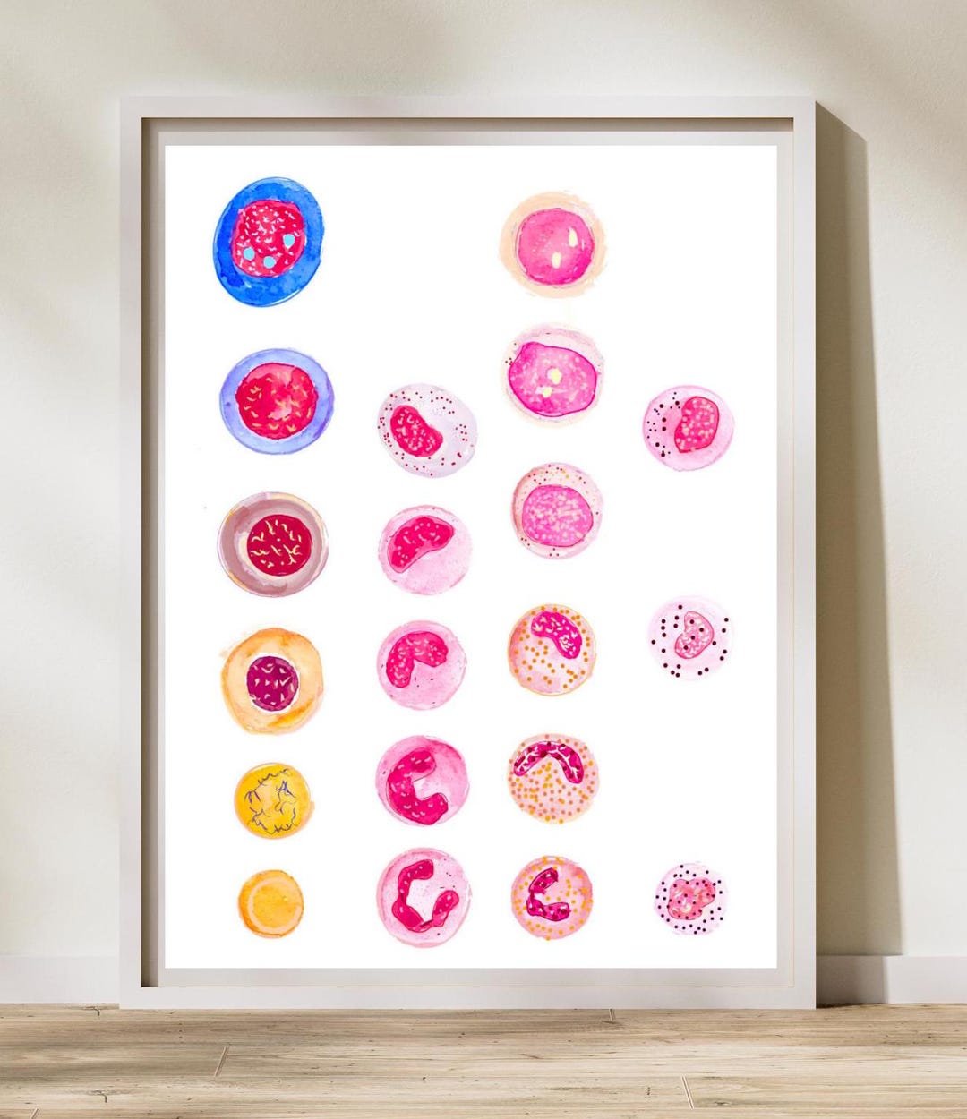 Blood Cell Art, Hematology Art, Erythrocytes, Granulocytes, Medical ...