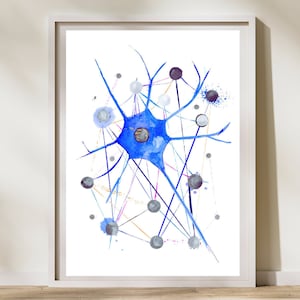 Neuron Art, Neuroscience Gift, Nervous System, Neurology Art ...