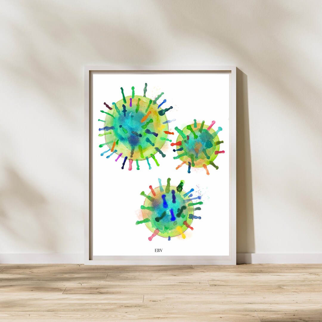 Epstein-barr Virus (EBV) Watercolor Art Print: Microbiology Virology ...