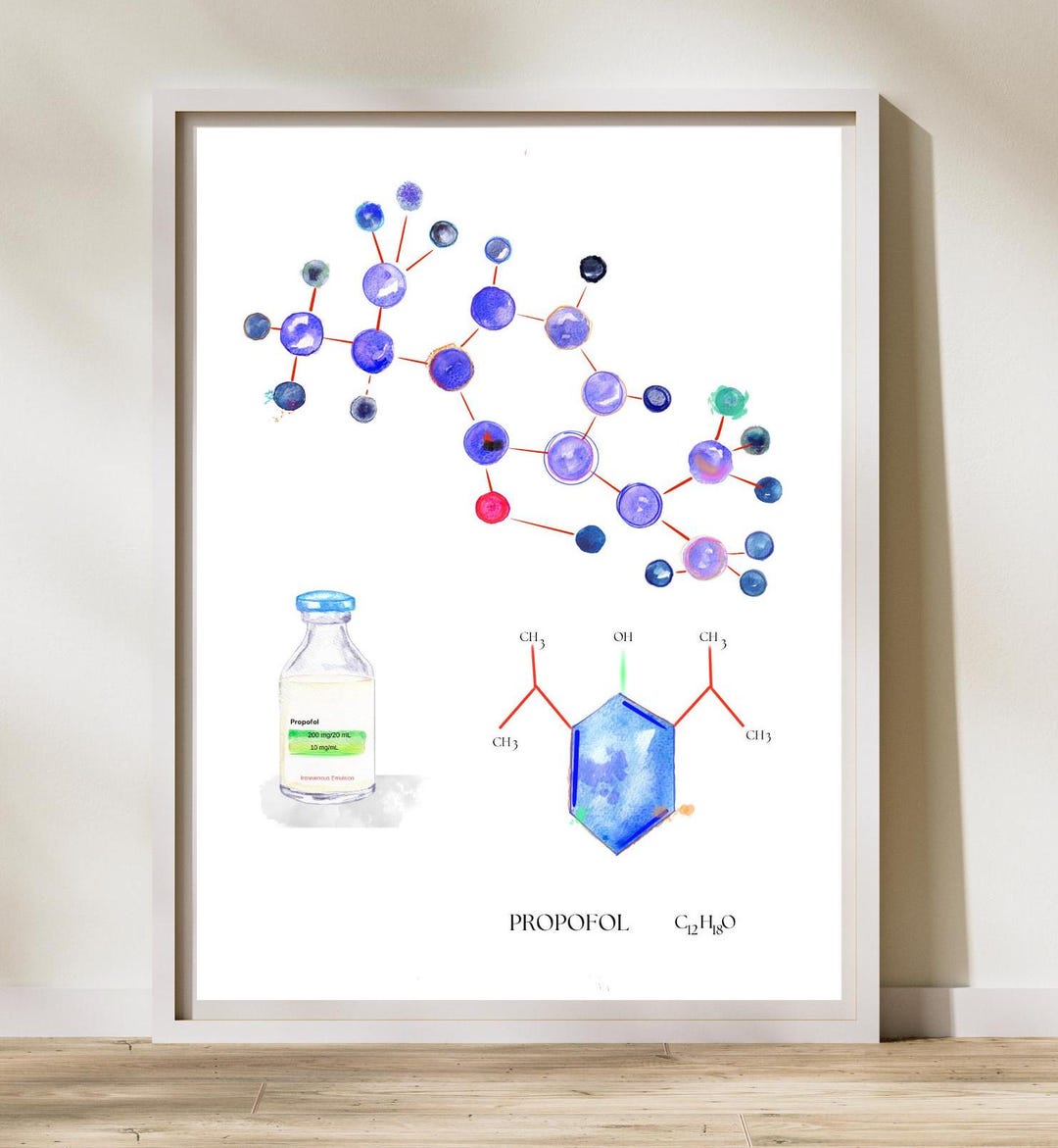 Propofol, Biochemistry Art, Anesthesia Art, Anesthesia Assistant Gift ...