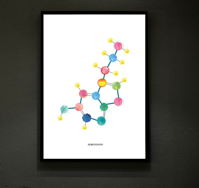 Serotonin Art Print Biochemistry Art Print Neuroscience Art - Etsy