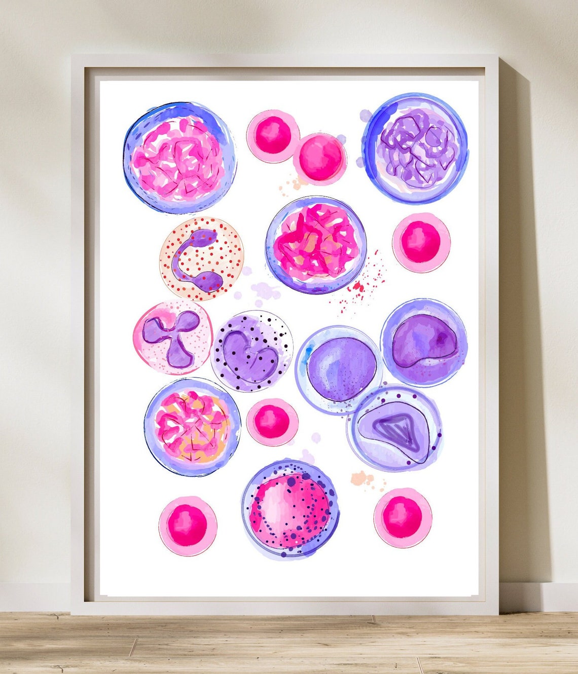 Blood Cell Art, Biology Gifts, Cell Biology Art, Hematology Art, Hematology Office, Gift for ...